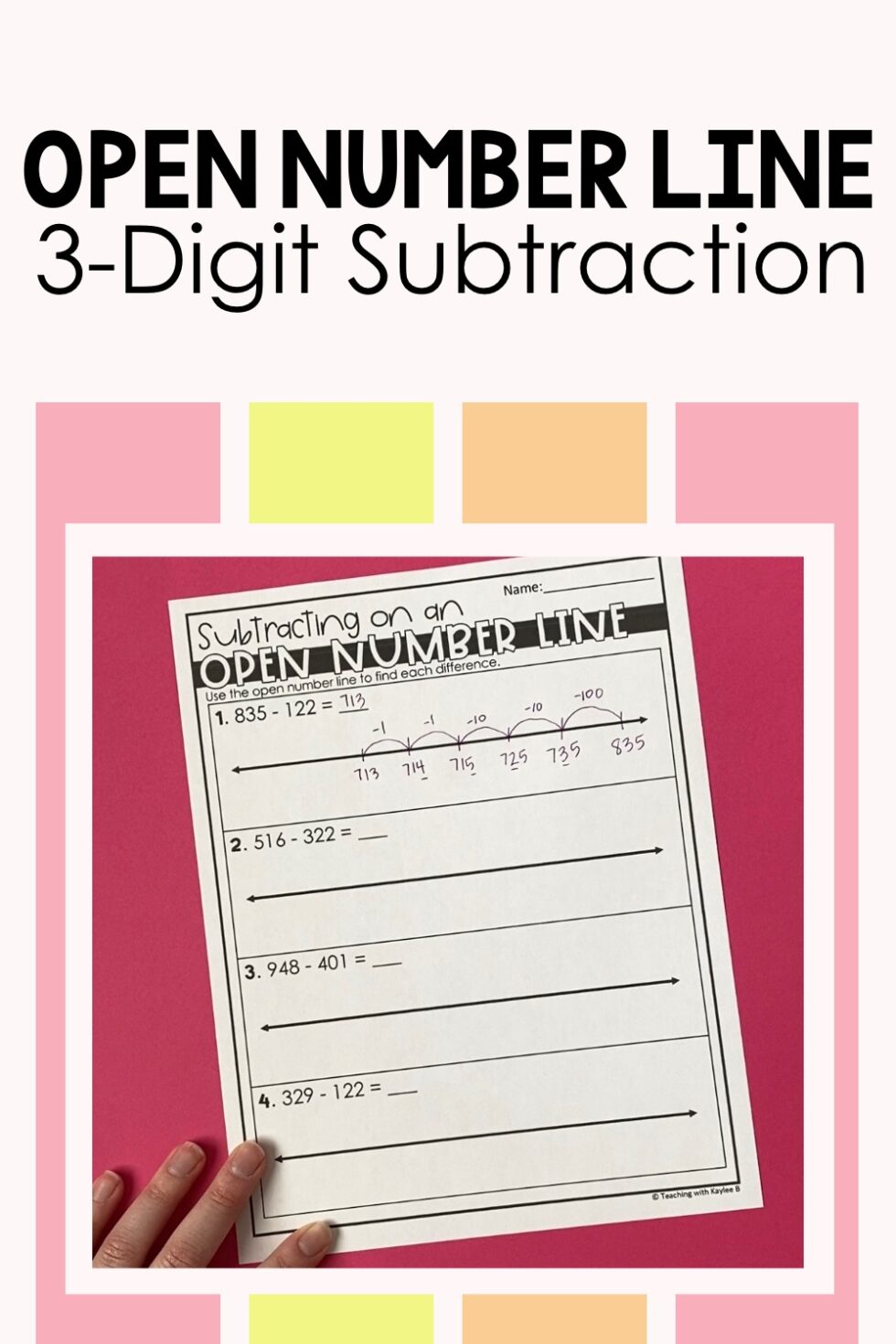 How to Subtract 3-Digit Numbers on an Open Number Line - Teaching with ...
