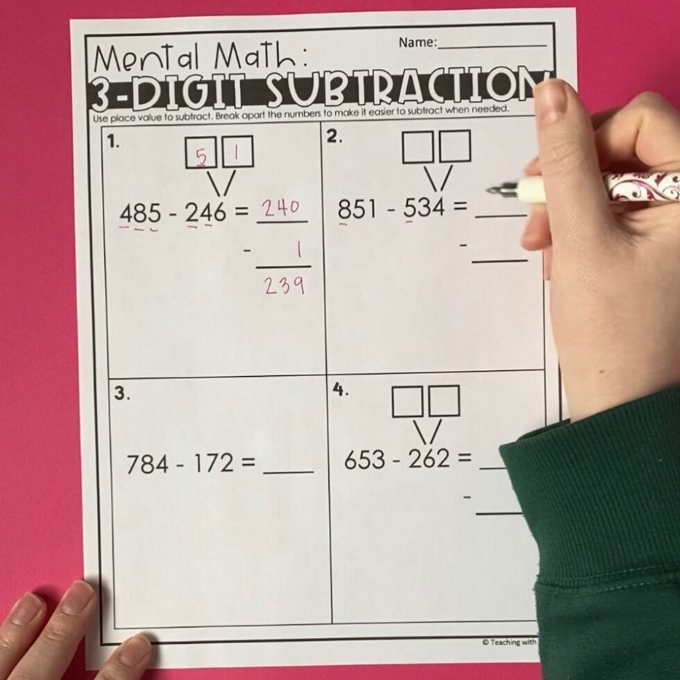 How to Best Teach Students to Subtract Mentally Using 3-Digit Numbers ...